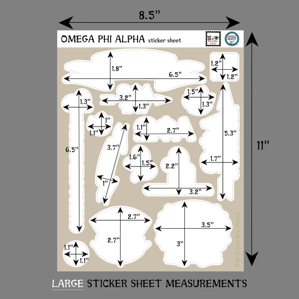 Omega Phi Alpha Sticker Sheets | Brit and Bee