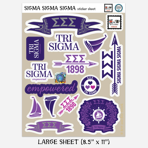 Sigma Sigma Sigma Sticker Sheets | Brit and Bee